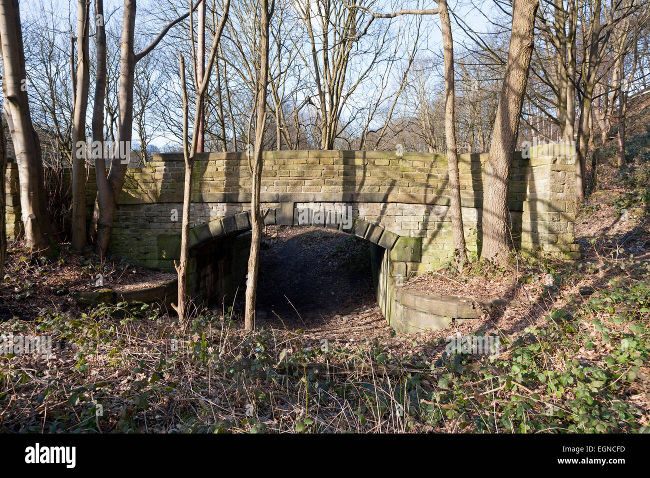 Bridge over former Halifax Branch Canal, now part of the Hebble Trail ...