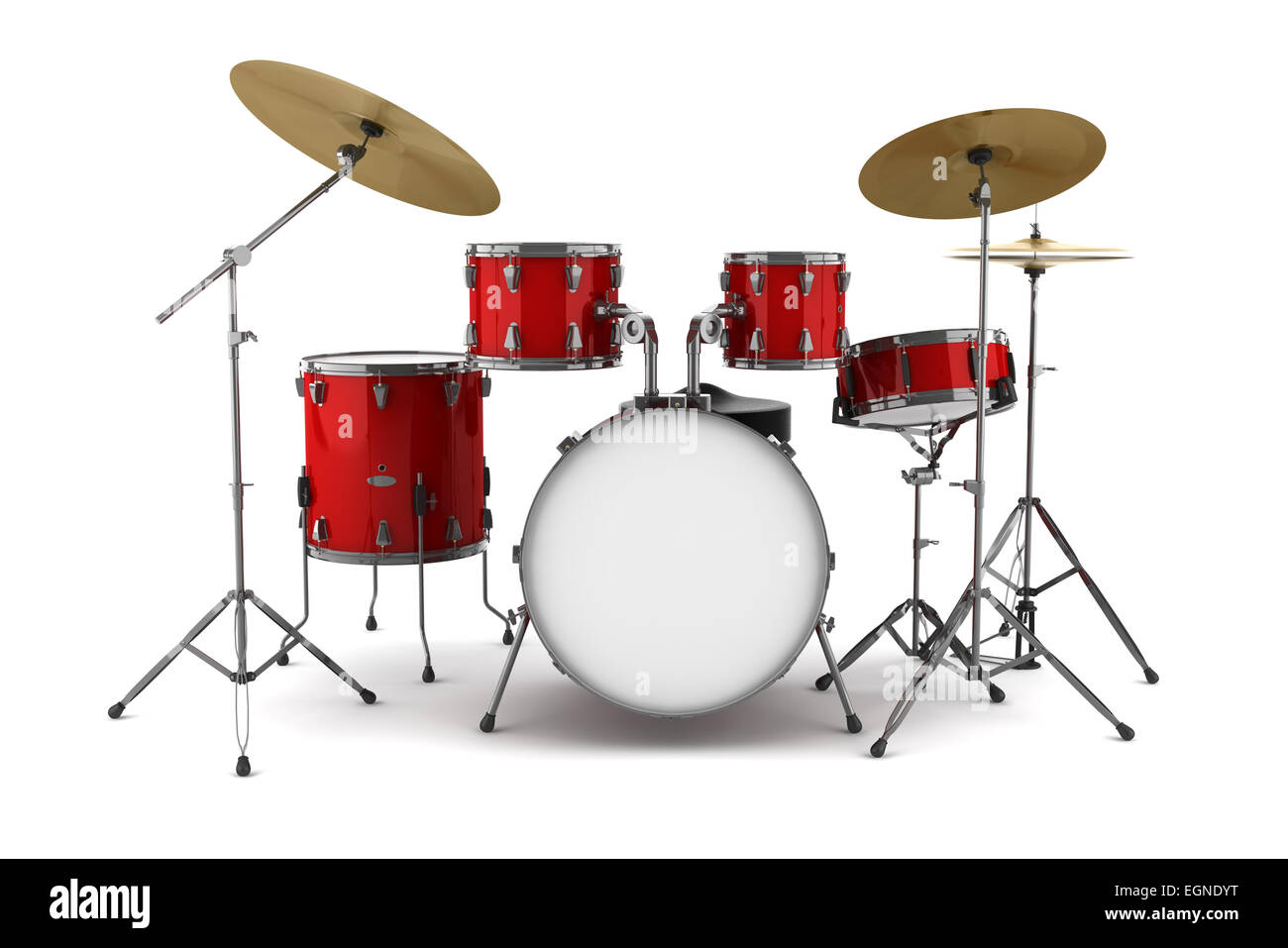 red drum kit isolated on white background Stock Photo - Alamy