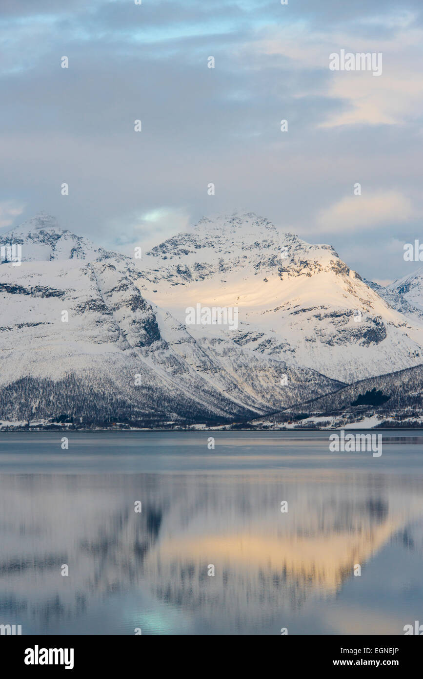 Fjord in winter, Balsfjord, Northern Norway, Norway Stock Photo - Alamy