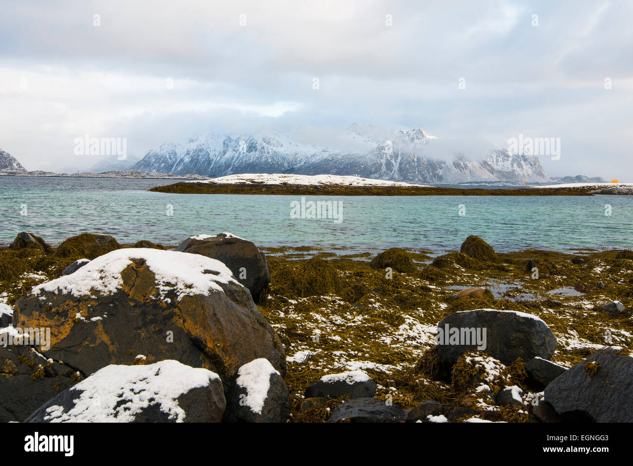 Fjord in Winter, Svolvaer, Lofoten Islands, Norway Stock Photo - Alamy