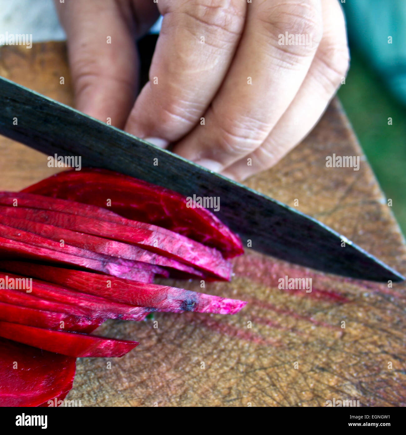 It is sharp a table red beet on disks Stock Photo - Alamy