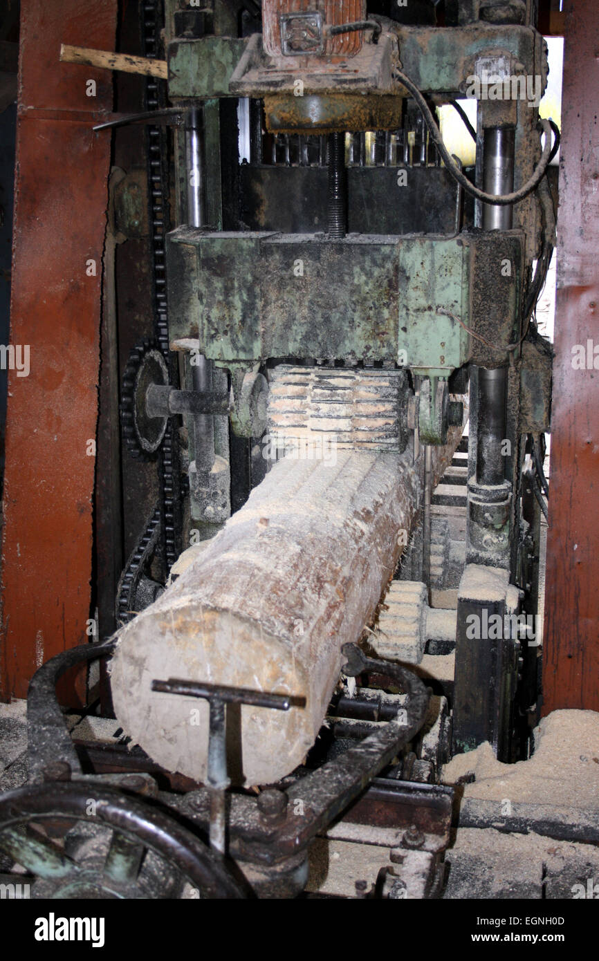 Log the mechanism knife metal processing saw sawdust technology woods ...