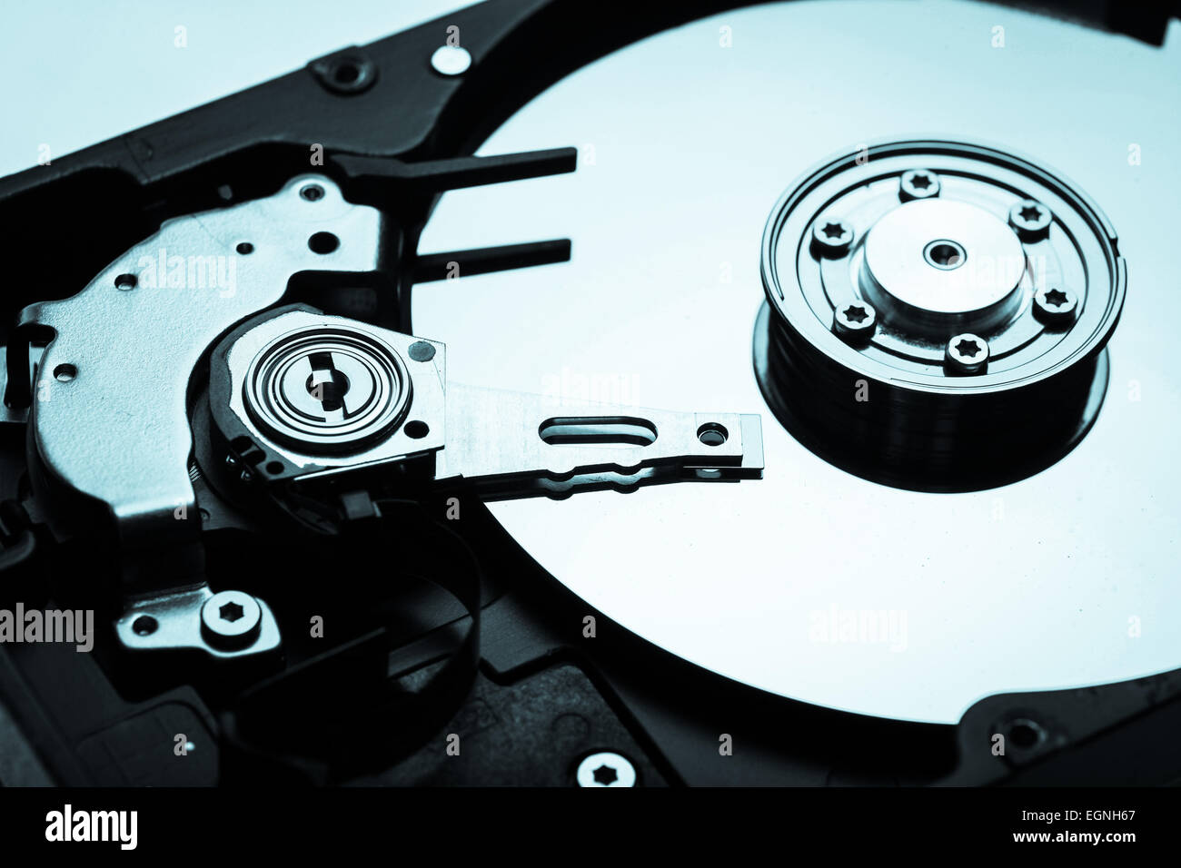 Color picture with details from inside a computer hard drive Stock ...