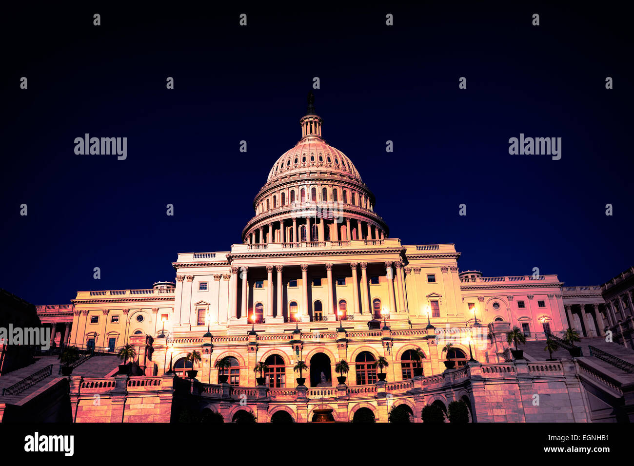 Capitol building Washington DC nightfall USA US congress Stock Photo ...