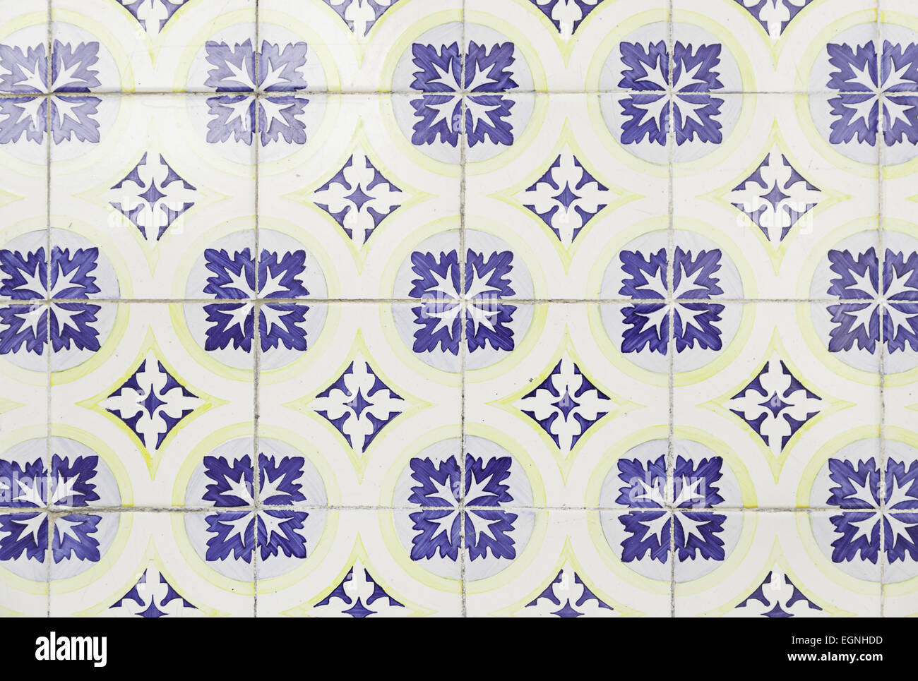 Wall tiles with typical old Lisbon, detail of traditional decoration of ...