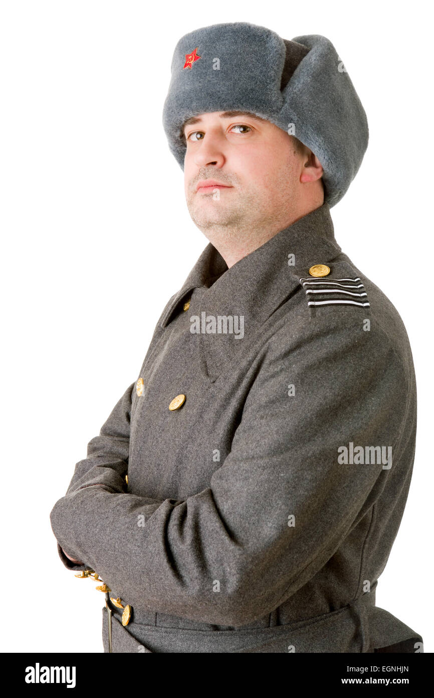 young man dressed as russian military Stock Photo - Alamy