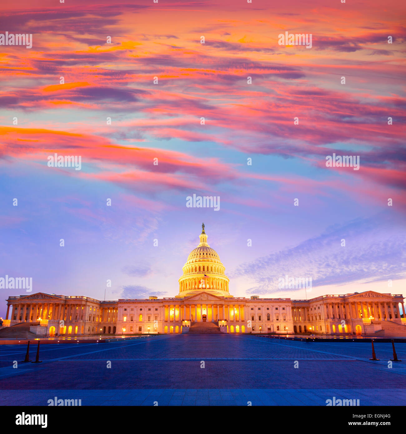 Capitol building Washington DC sunset at US congress USA Stock Photo ...