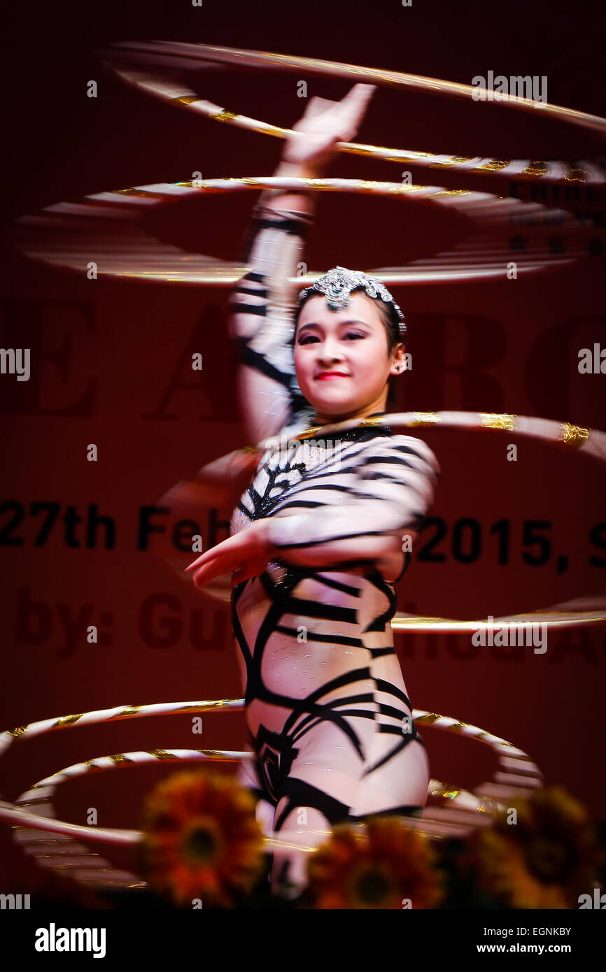 New Delhi, India. 27th Feb, 2015. A Chinese acrobat performs at the ...