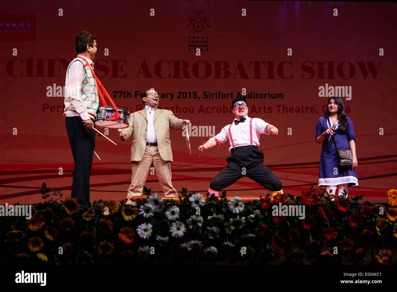 New Delhi, India. 27th Feb, 2015. Chinese acrobats perform with the ...