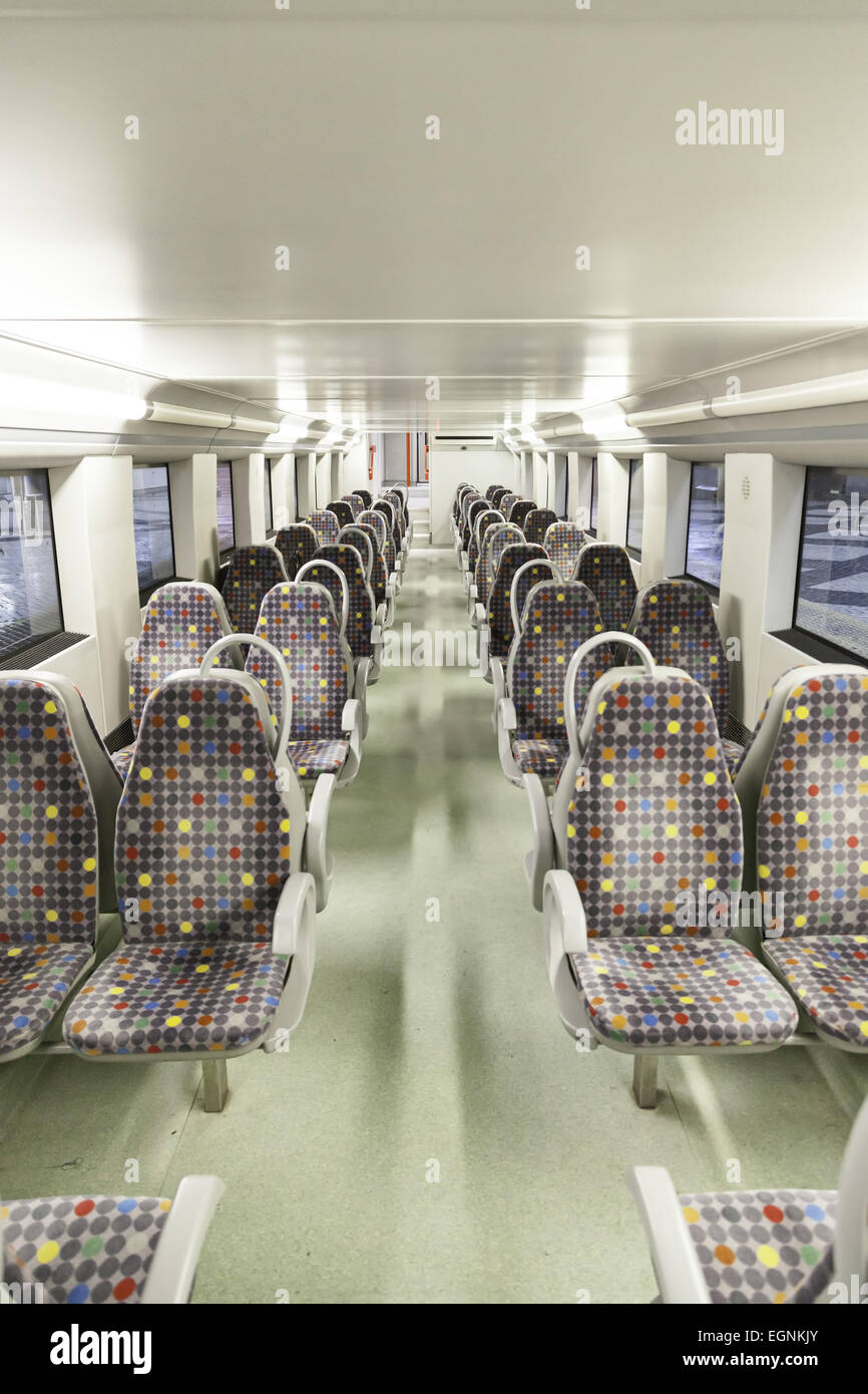 Seats on a train, detail of a new public transport, modernity and ...