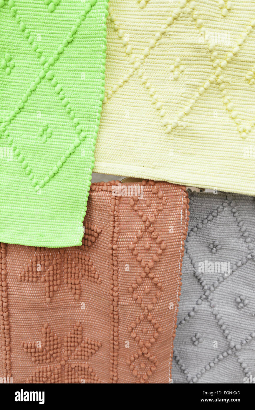 Colored rags, handmade fabric detail at a store, textured background ...