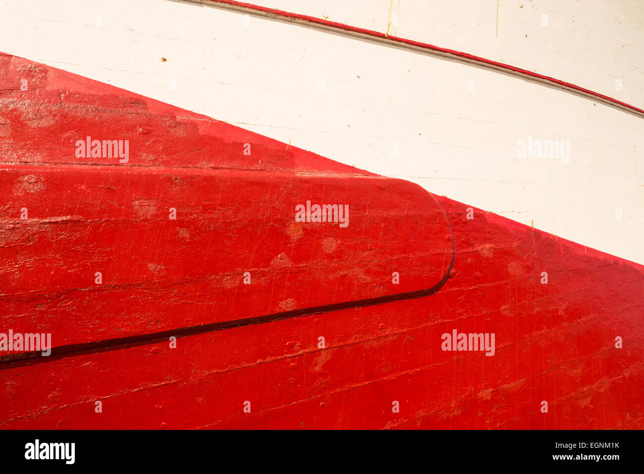 Detail take of vibrant red and white ship planks Stock Photo - Alamy