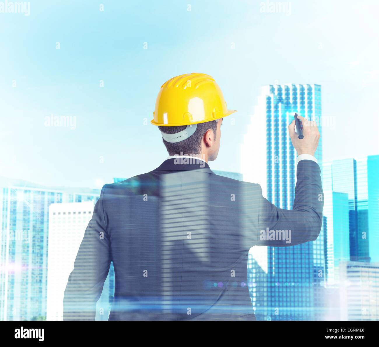 Architect designs 3d builds Stock Photo - Alamy