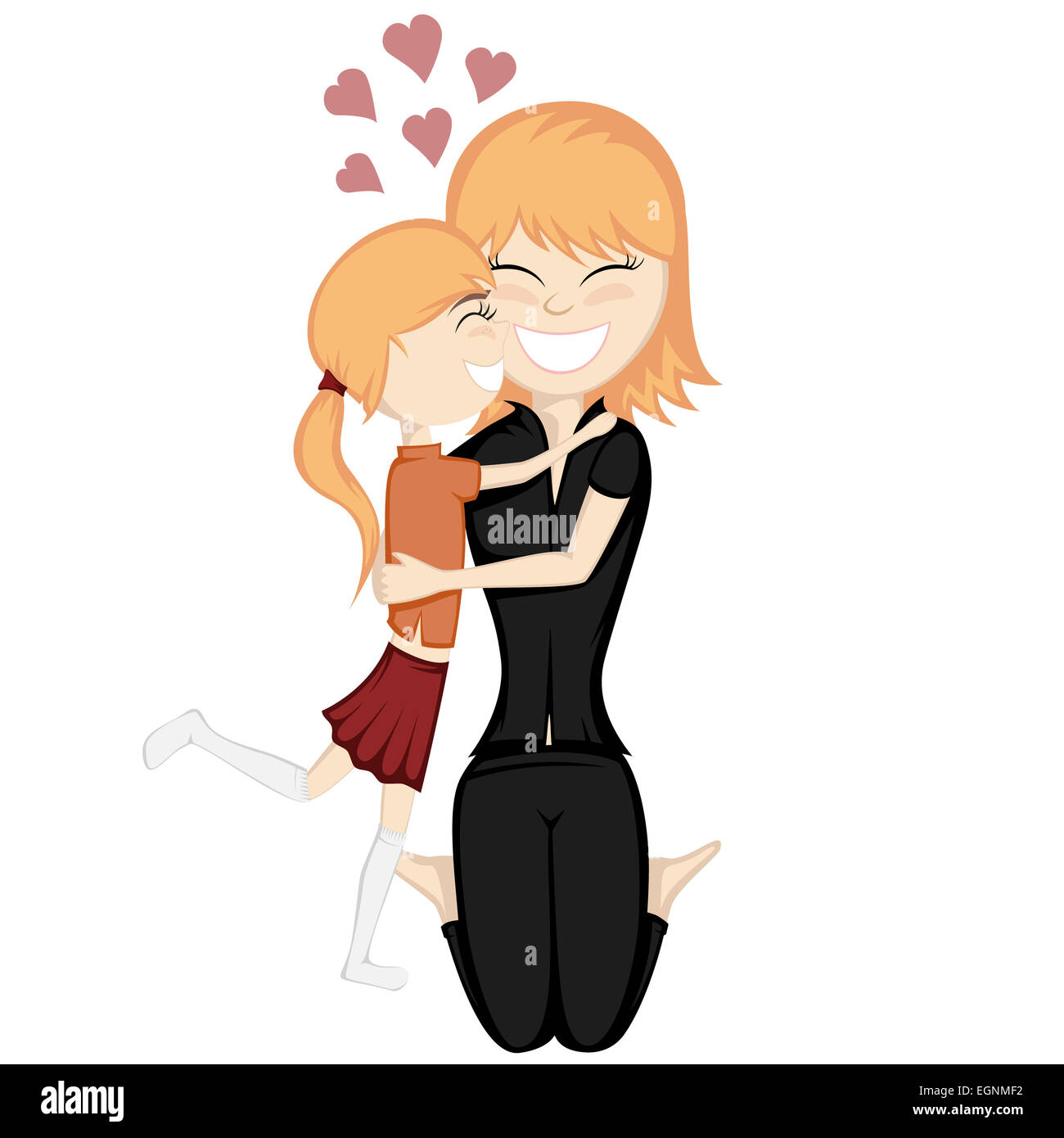 A cute ginger girl hugs her ginger mom with love Stock Photo - Alamy