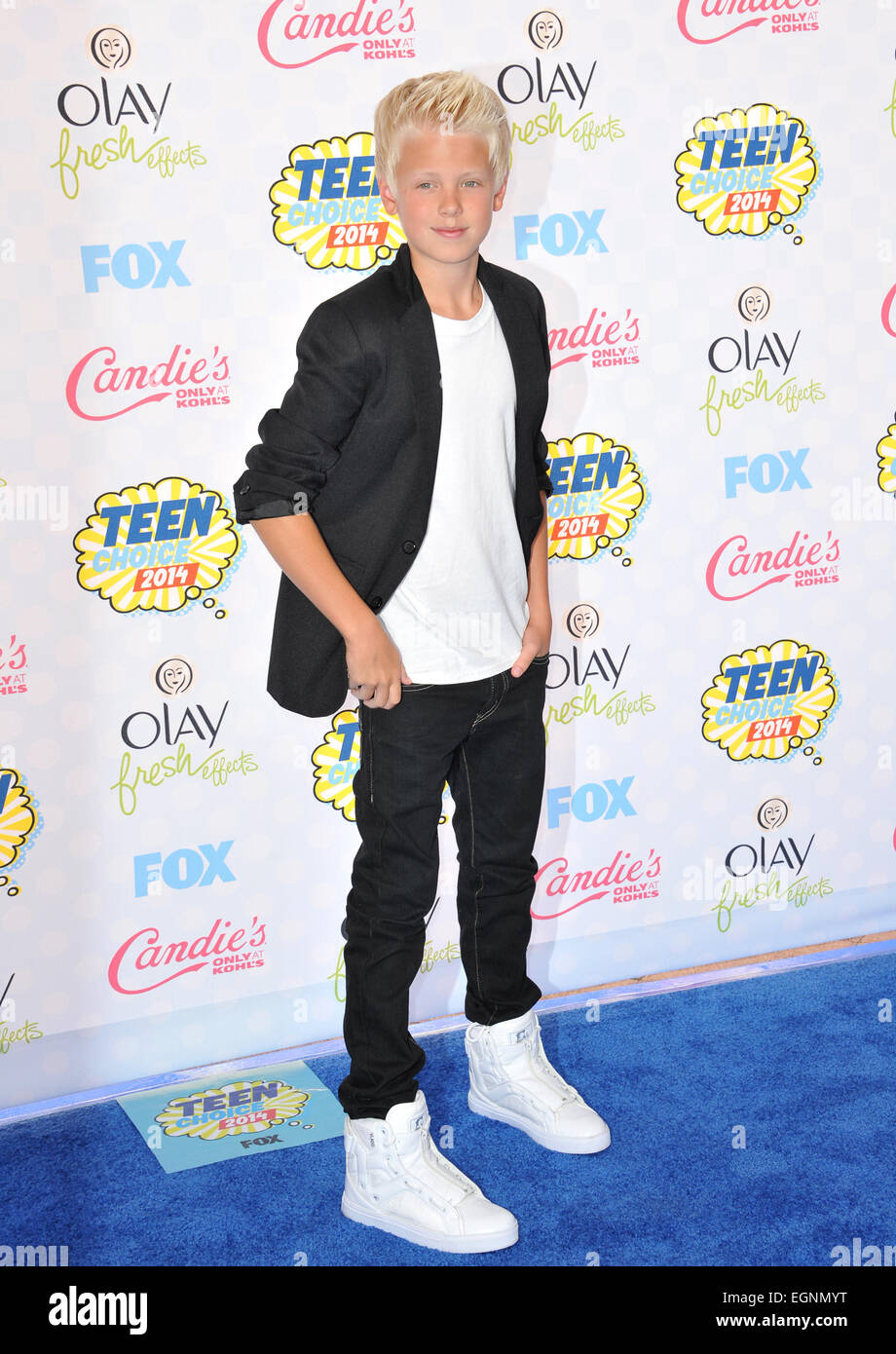 LOS ANGELES, CA - AUGUST 10, 2014: Singer Carson Lueders at the 2014 ...