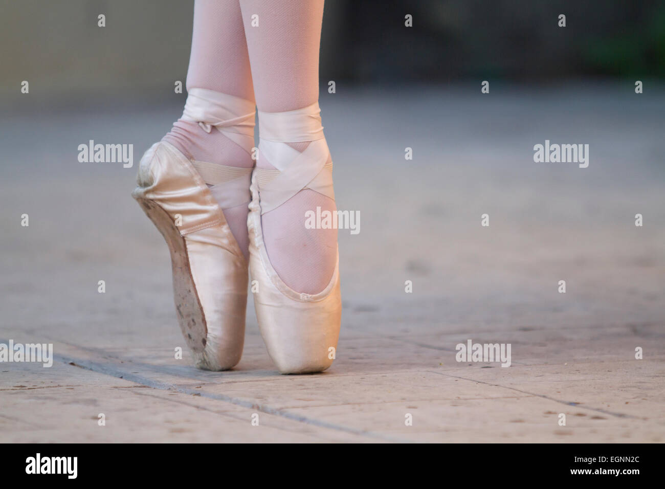 Ballet shoes on two lovely ballerinas before recital Stock Photo - Alamy
