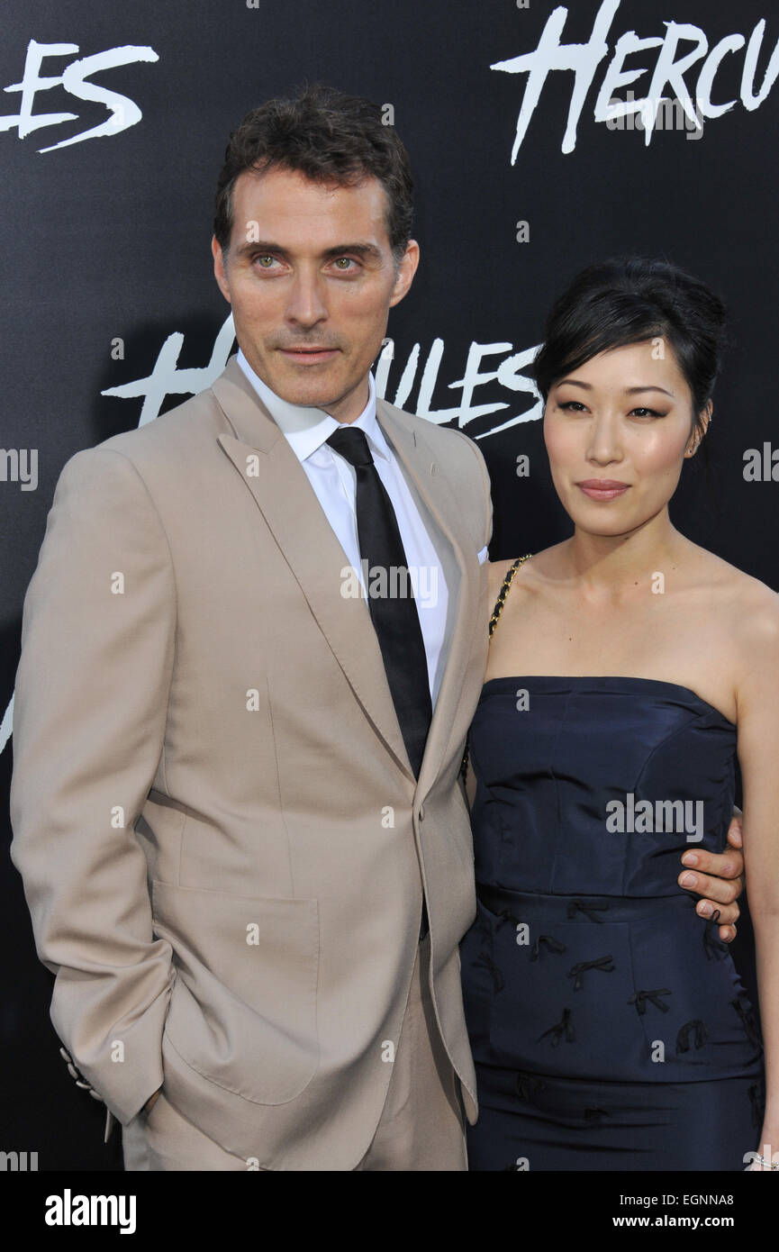 LOS ANGELES, CA - JULY 23, 2014: Rufus Sewell & girlfriend Ami Komai at the premiere of his ...