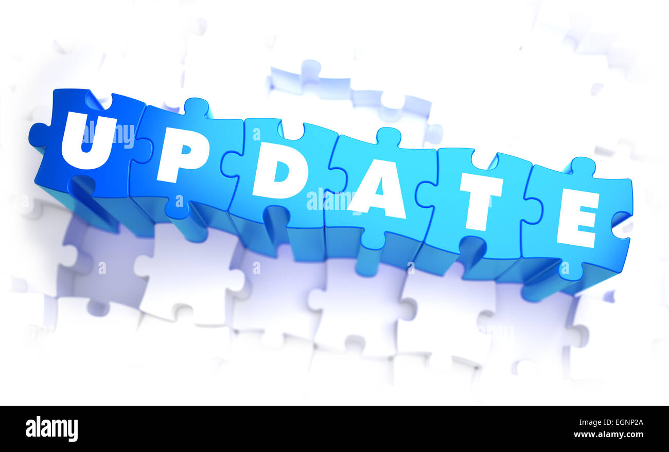 Update - Word in Blue Color on Volume Puzzle Stock Photo - Alamy