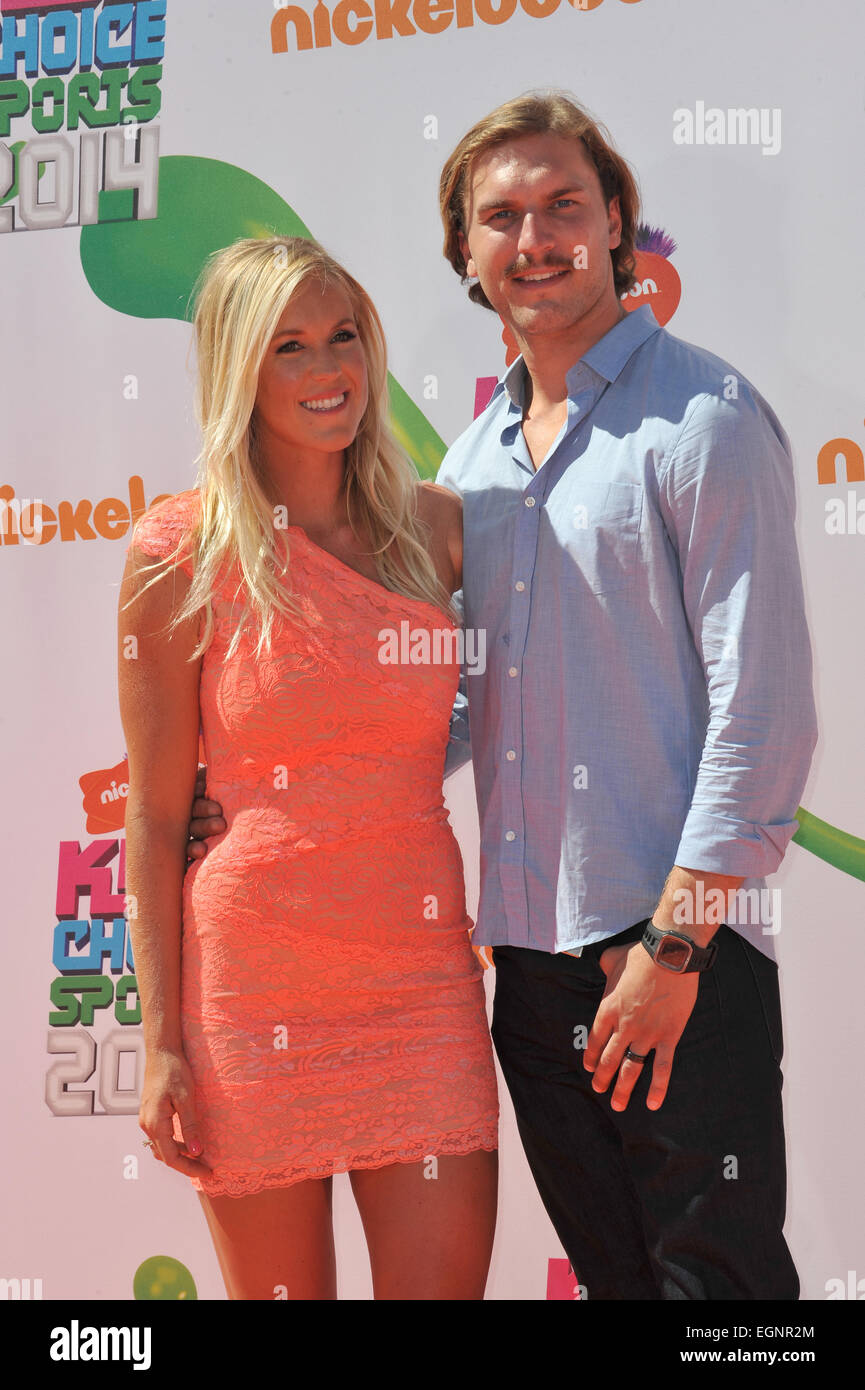 LOS ANGELES, CA - JULY 17, 2014: Surfer Bethany Hamilton & husband Adam ...