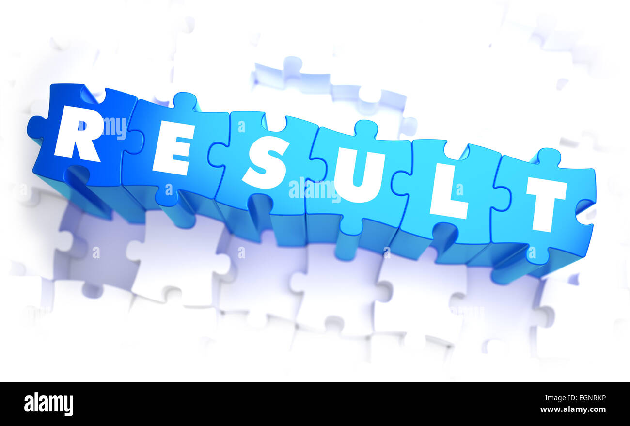 Result - Word in Blue Color on Volume Puzzle Stock Photo - Alamy