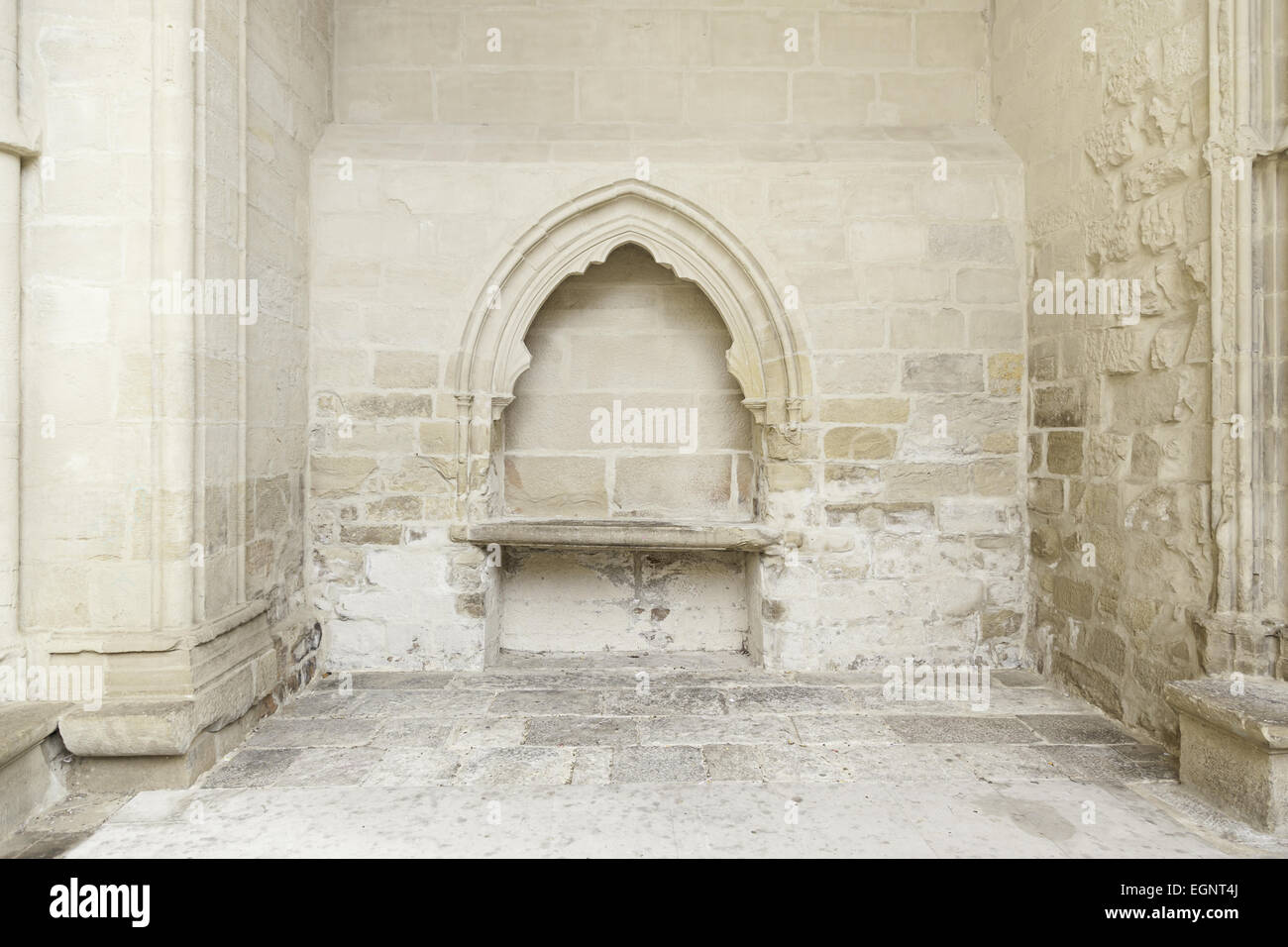 Stone wall inside a church, detail of the interior of a monument in ...
