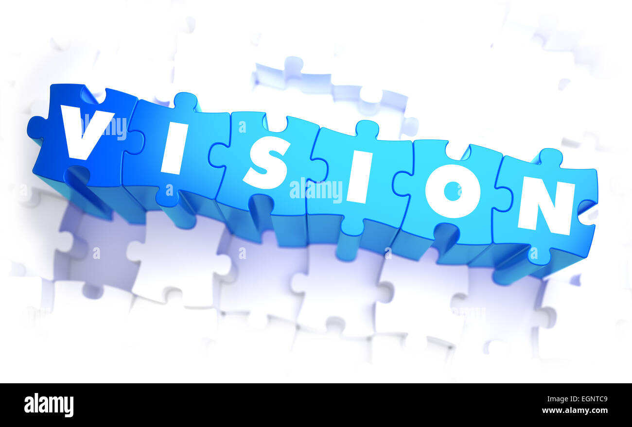Vision - Word in Blue Color on Volume Puzzle Stock Photo - Alamy