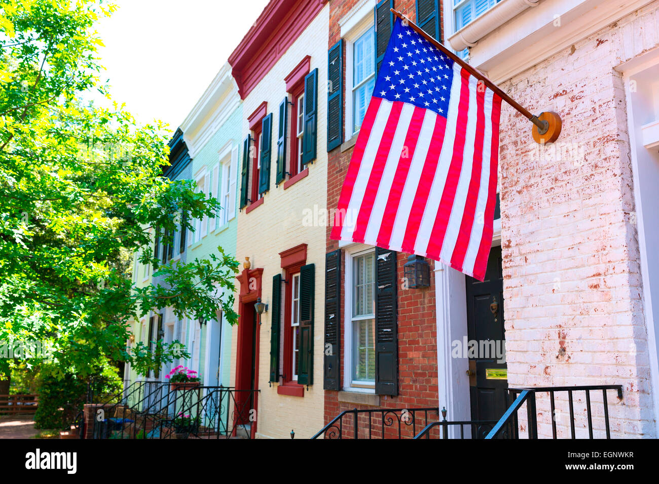 Georgetown historical district townhouses facades Washington DC in USA ...