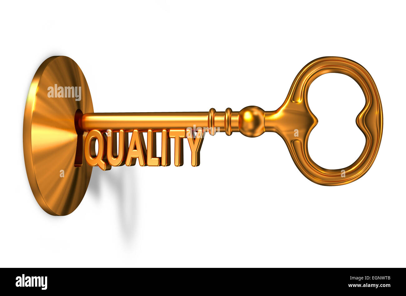 Quality - Golden Key is Inserted into the Keyhole Stock Photo - Alamy