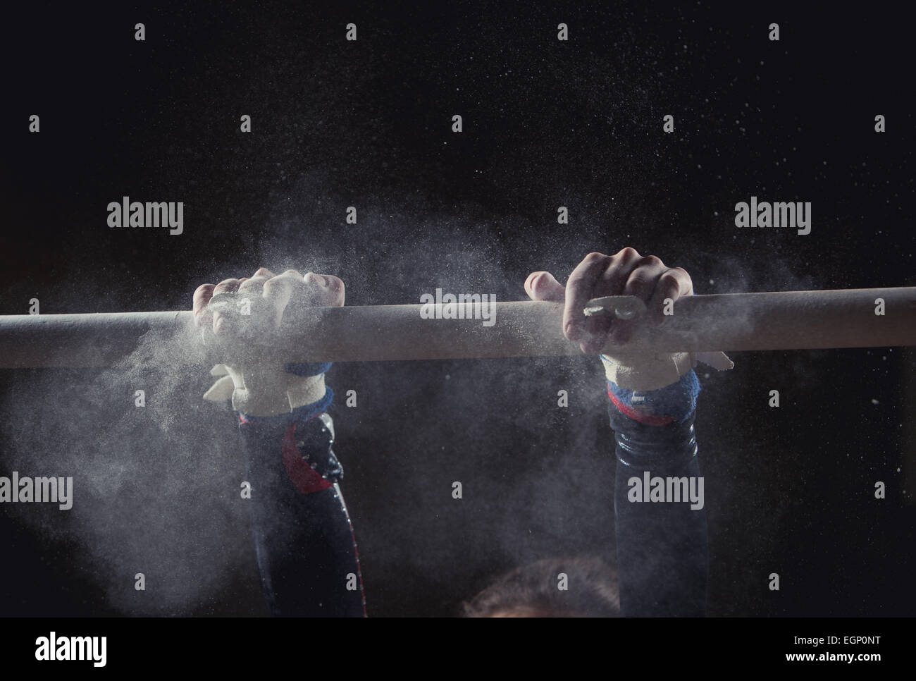 hands of gymnast on bars with chalk Stock Photo - Alamy