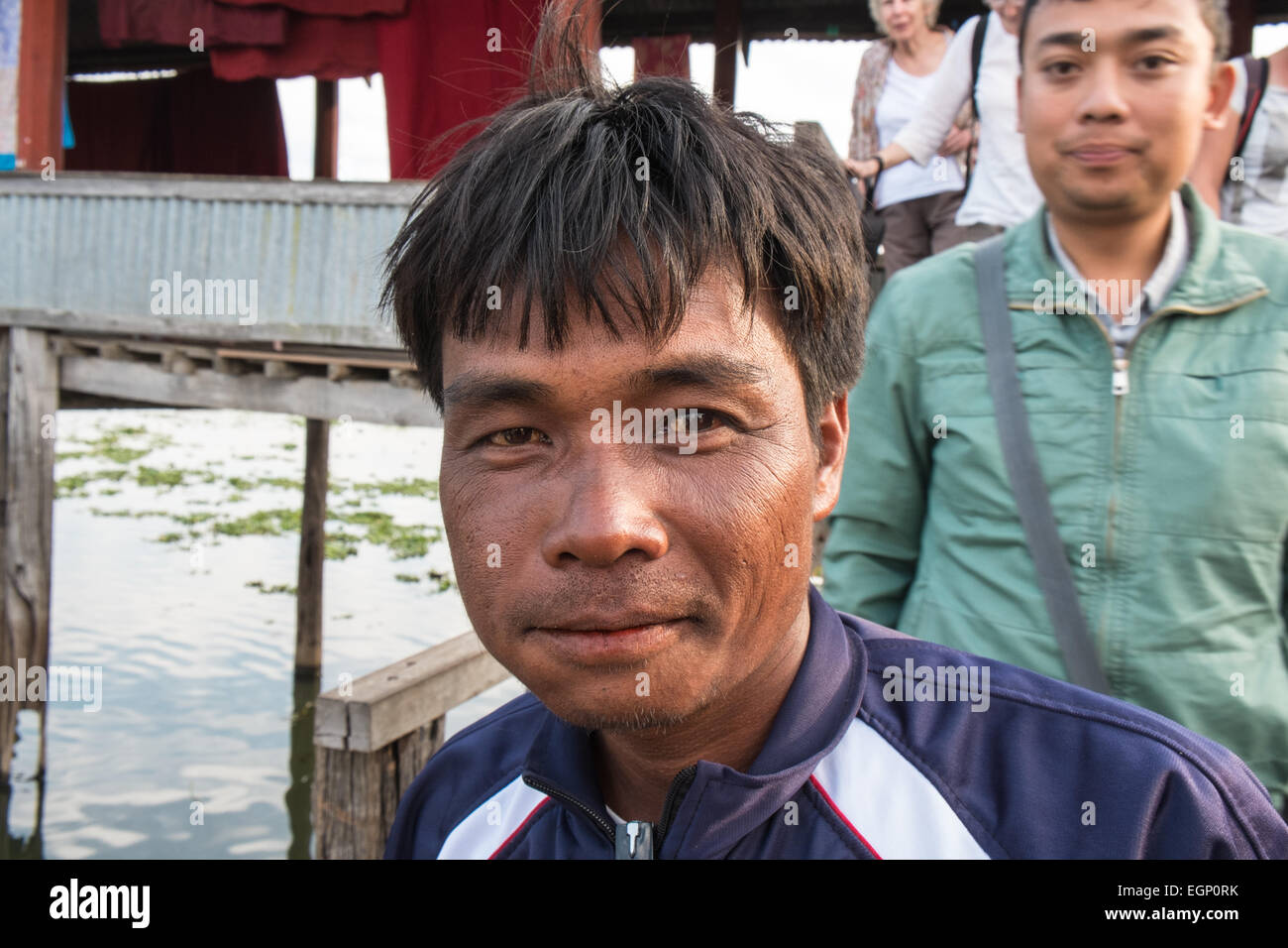 Local boatman at monastery on Inle Lake, Burma,Myanmar Stock Photo - Alamy