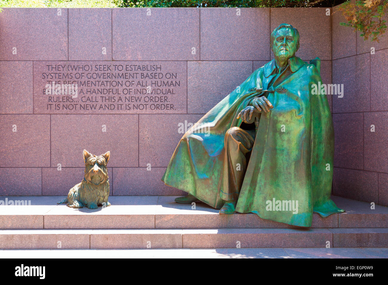 Franklin Delano Roosevelt Memorial with dog in Washington DC USA Stock ...