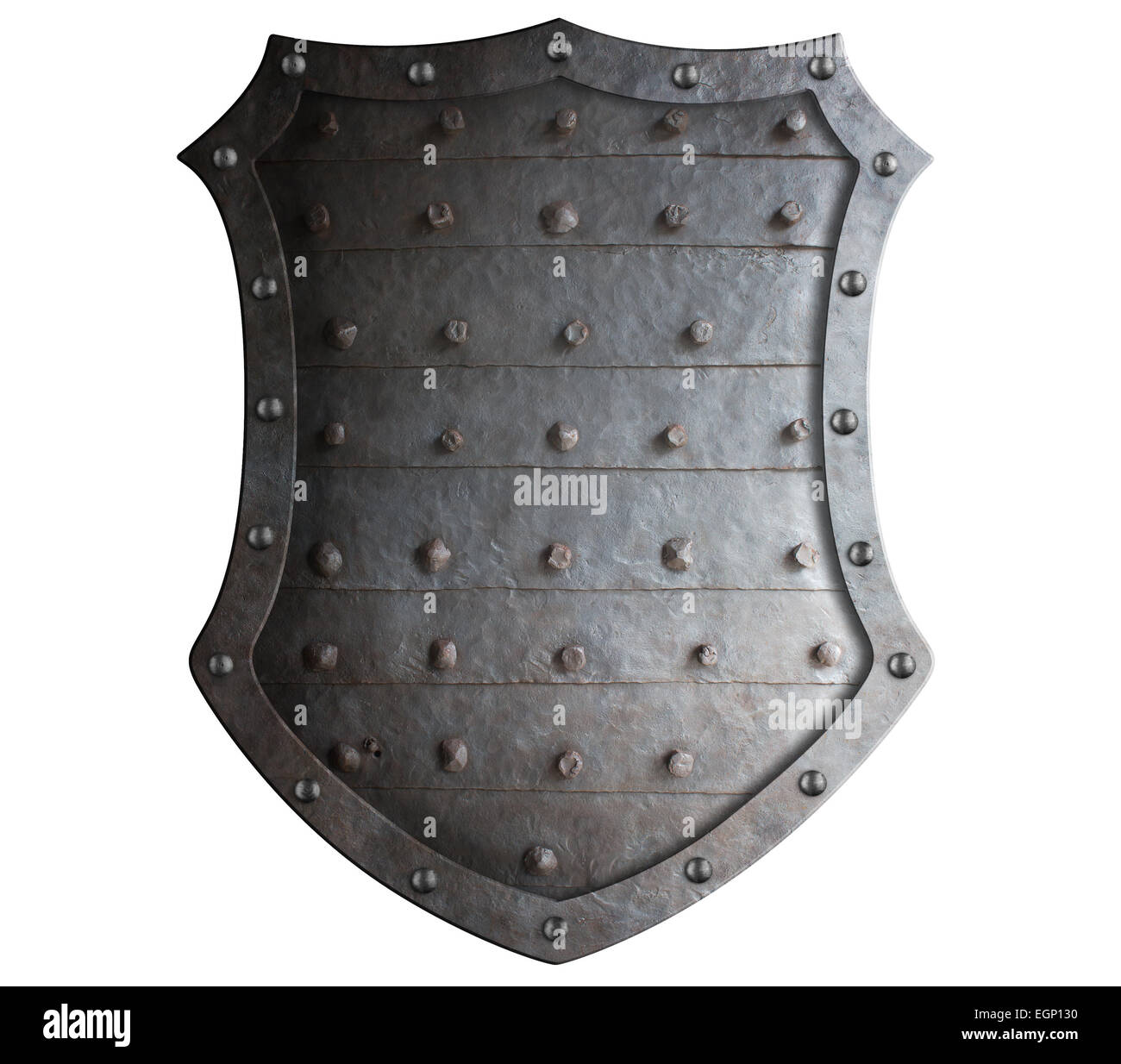 Old forged medieval shield with rough spikes isolated Stock Photo - Alamy