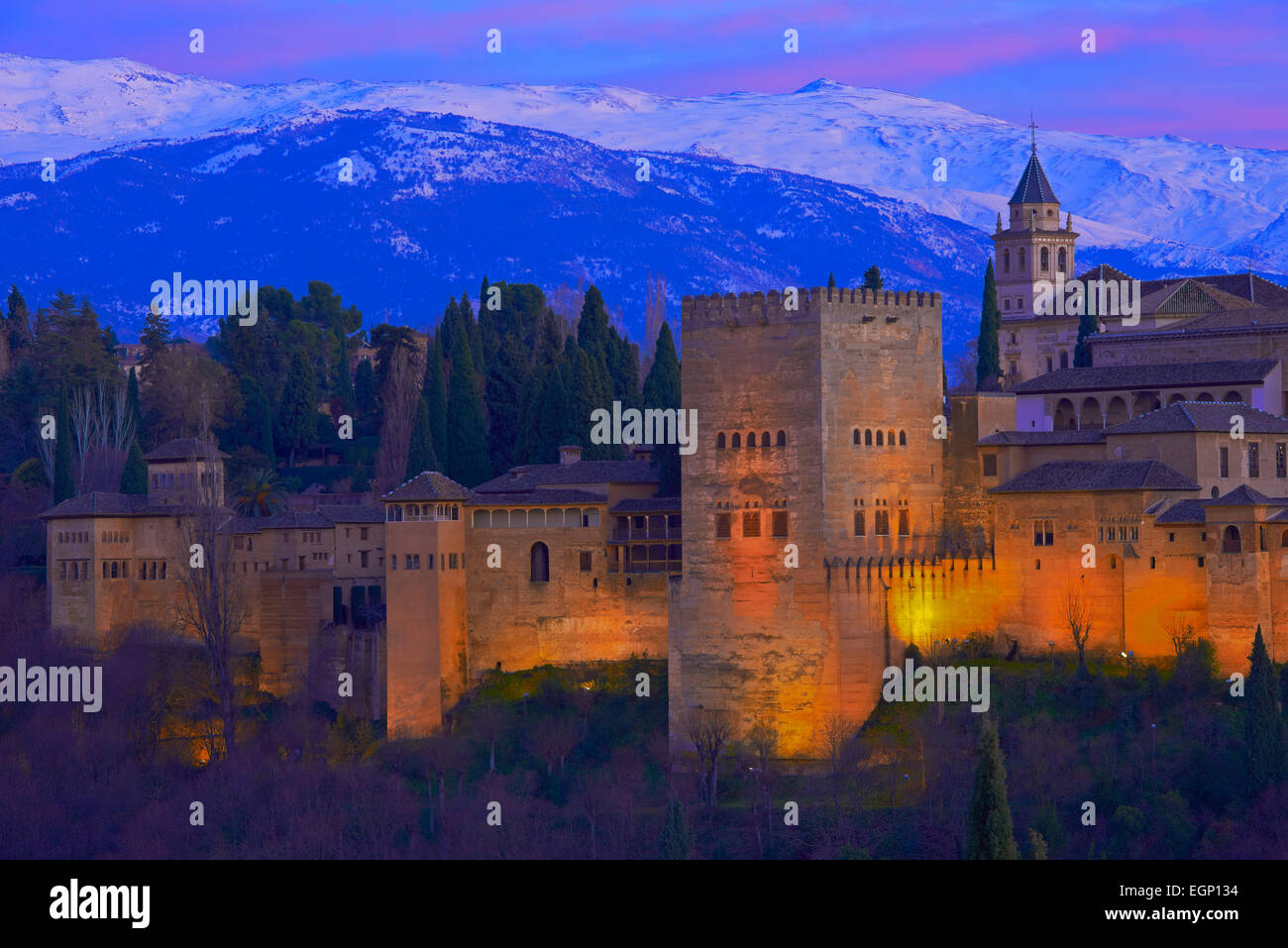 Alhambra, UNESCO World Heritage Site,Sierra Nevada and la Alhambra at ...
