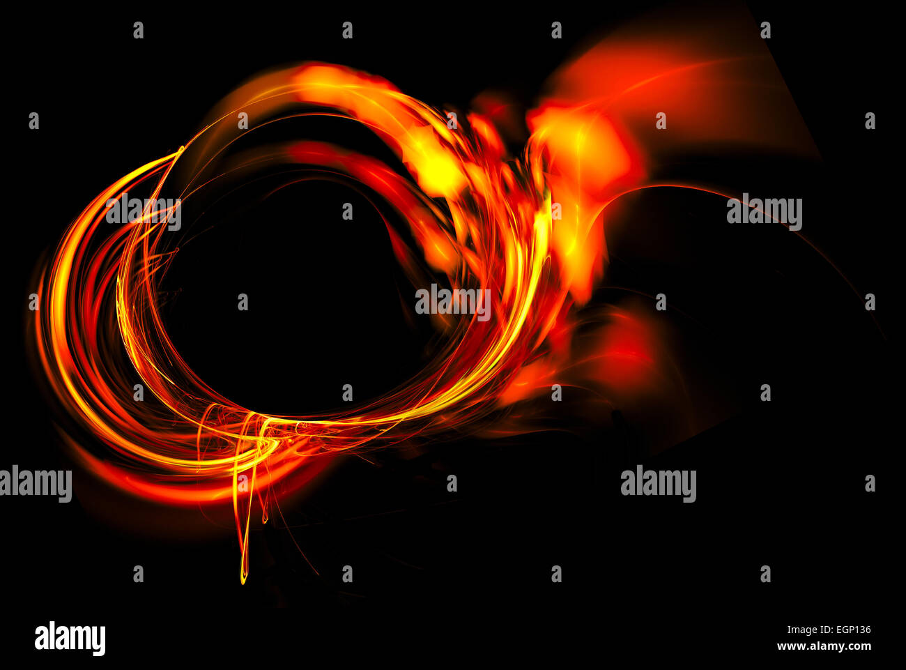 Fiery ring. Circular dance of fire. On black Stock Photo - Alamy