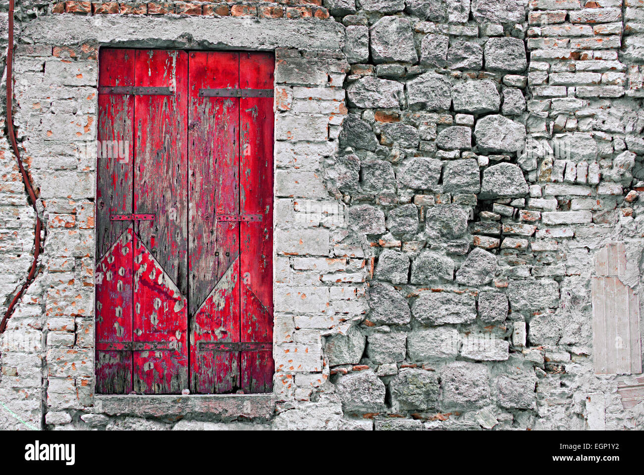 Old red wooden balconies Stock Photo - Alamy