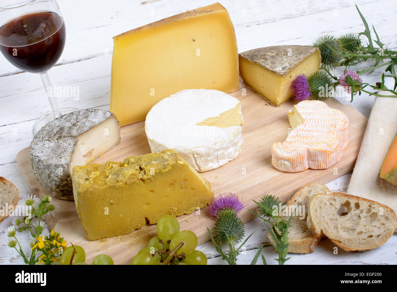 assortment of french cheeses and seasonal fruits Stock Photo - Alamy