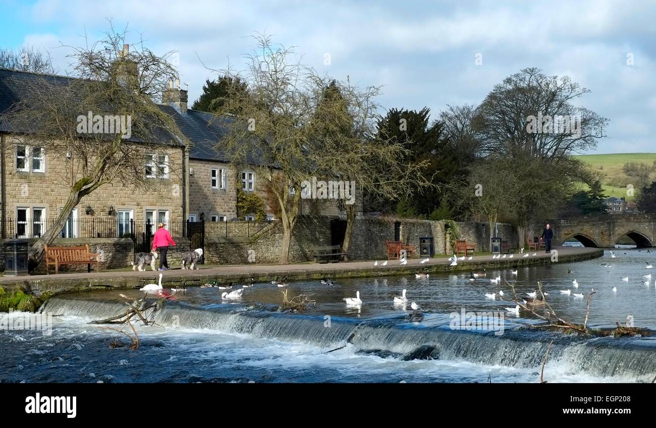 Bakewell the River Wye Derbyshire peak district England UK Stock Photo ...