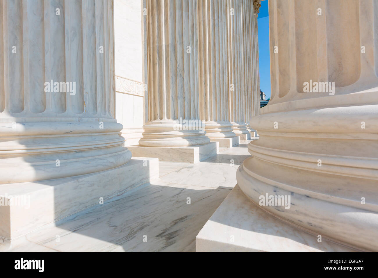 Supreme Court of United states columns row in Washington DC Stock Photo ...