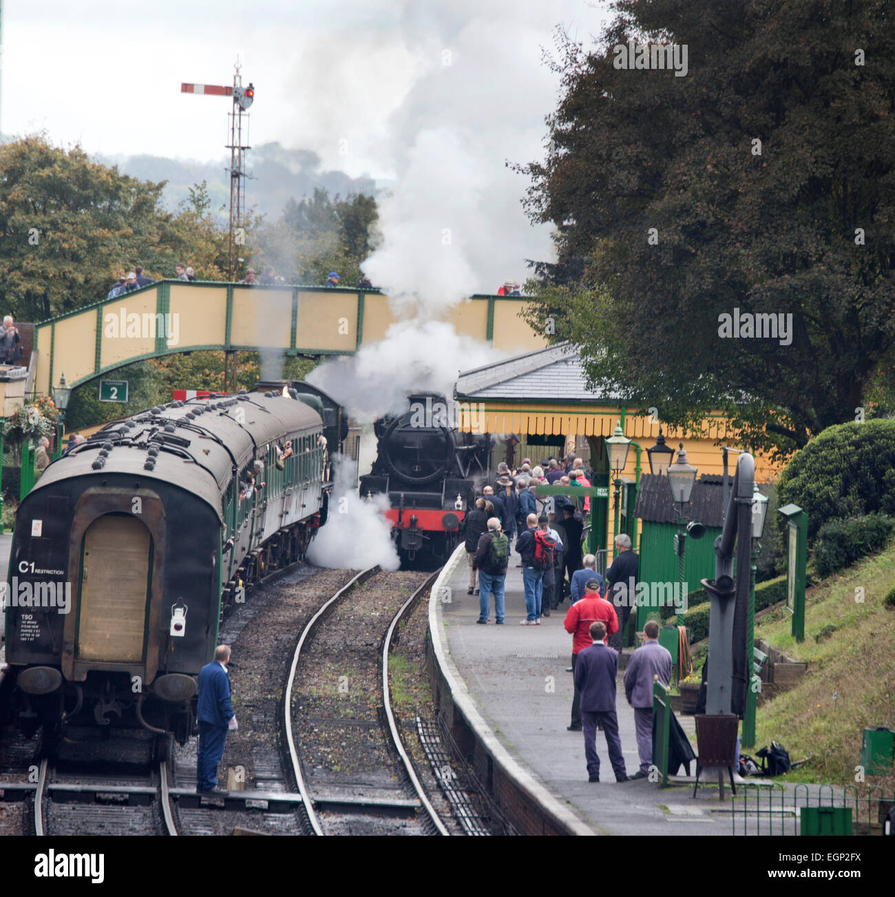 The steam locomotive 45379 pulling into Ropley station on the Mid Hants ...