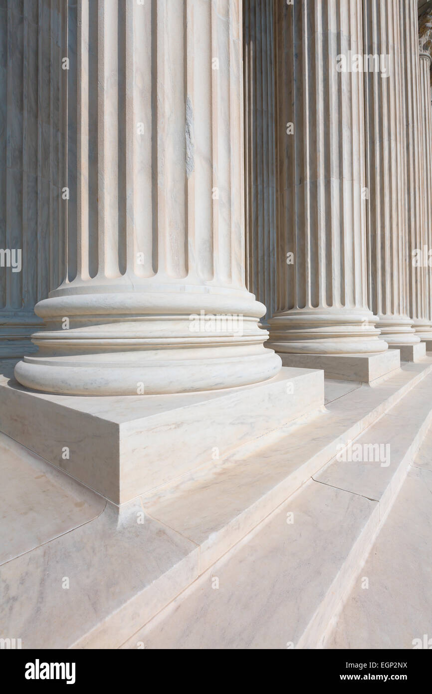 Supreme Court of United states columns row in Washington DC Stock Photo ...