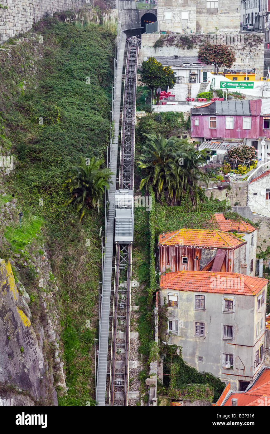Guindais Funicular operated by the Metro do Porto company. Located near ...