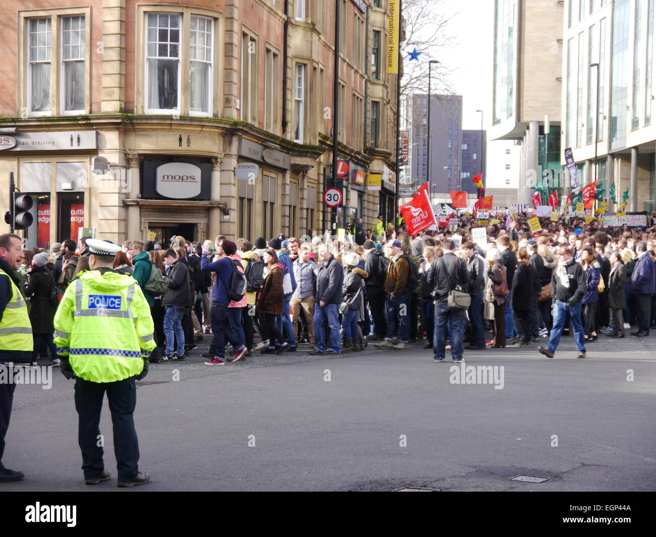 Newcastle upon Tyne, UK. 28 February 2015. Police attend as ...