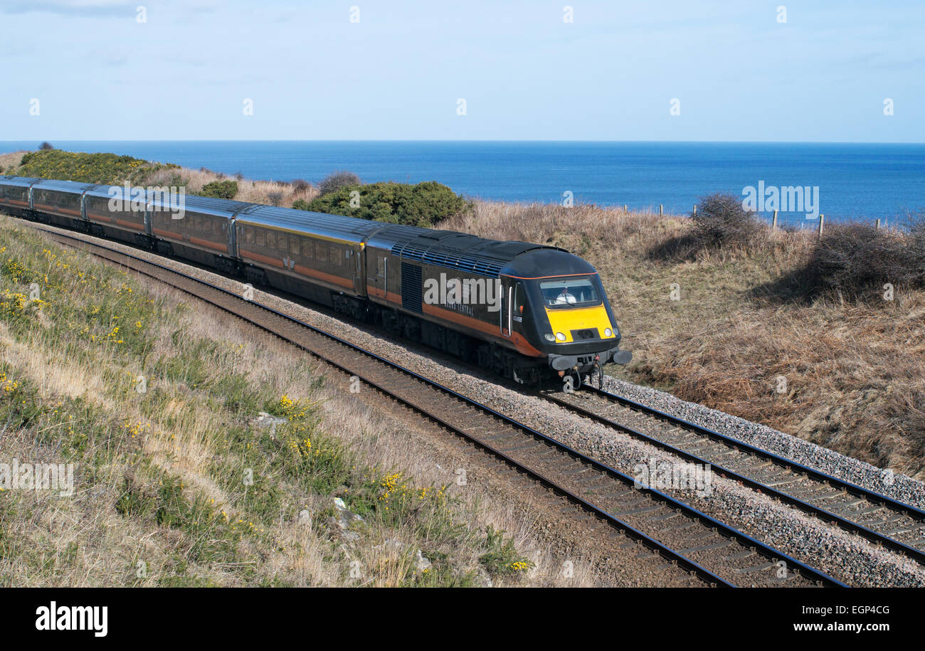 Grand Central high speed train near Easington Colliery on the County ...