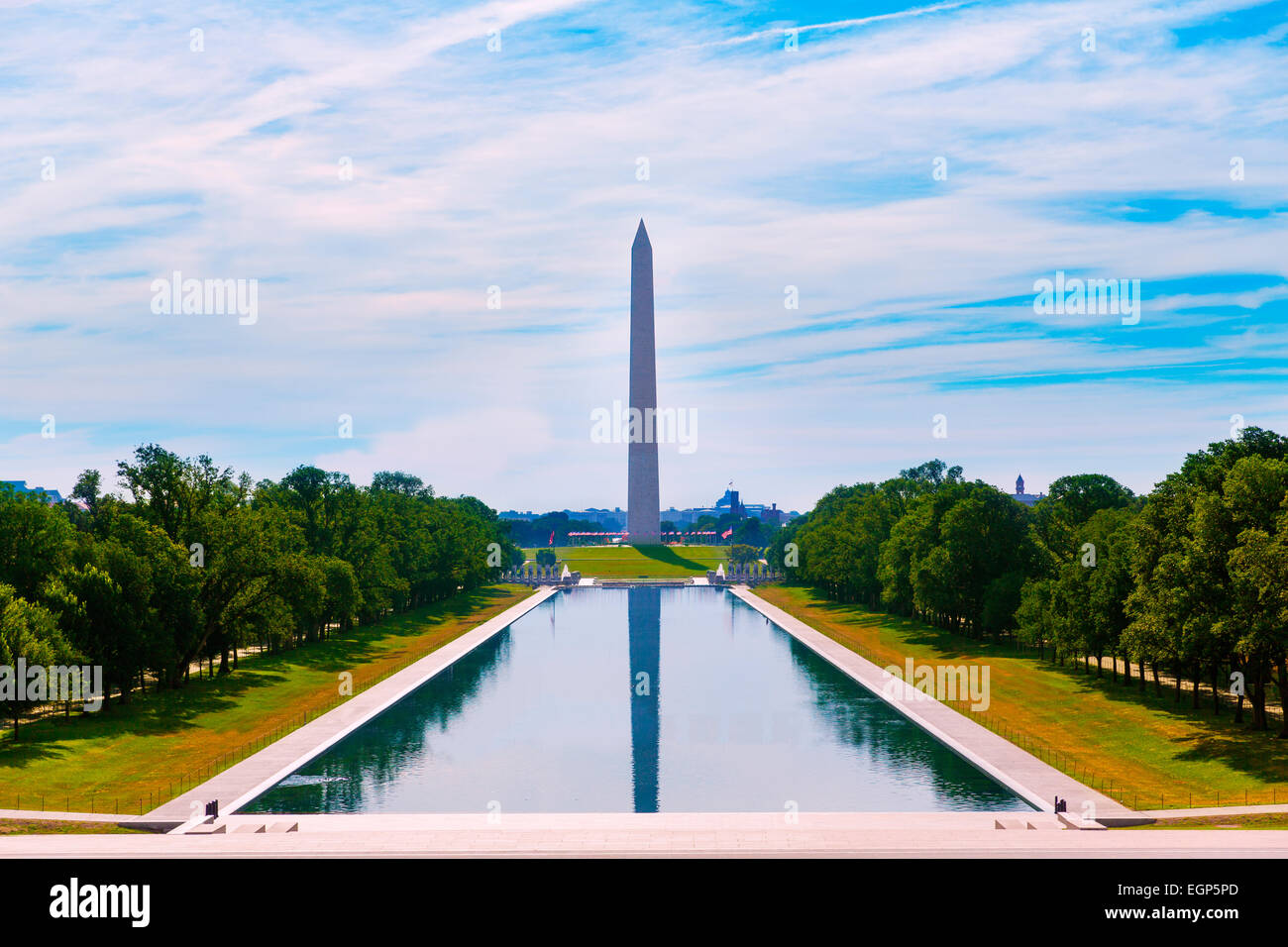 Washington Monument morning reflecting pool in US USA Stock Photo - Alamy