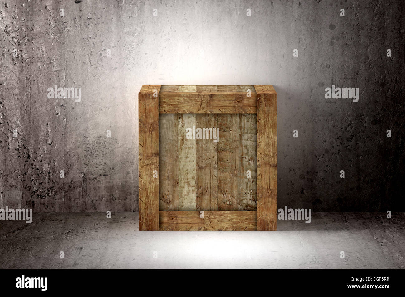 3d rendering of a old wood box Stock Photo - Alamy