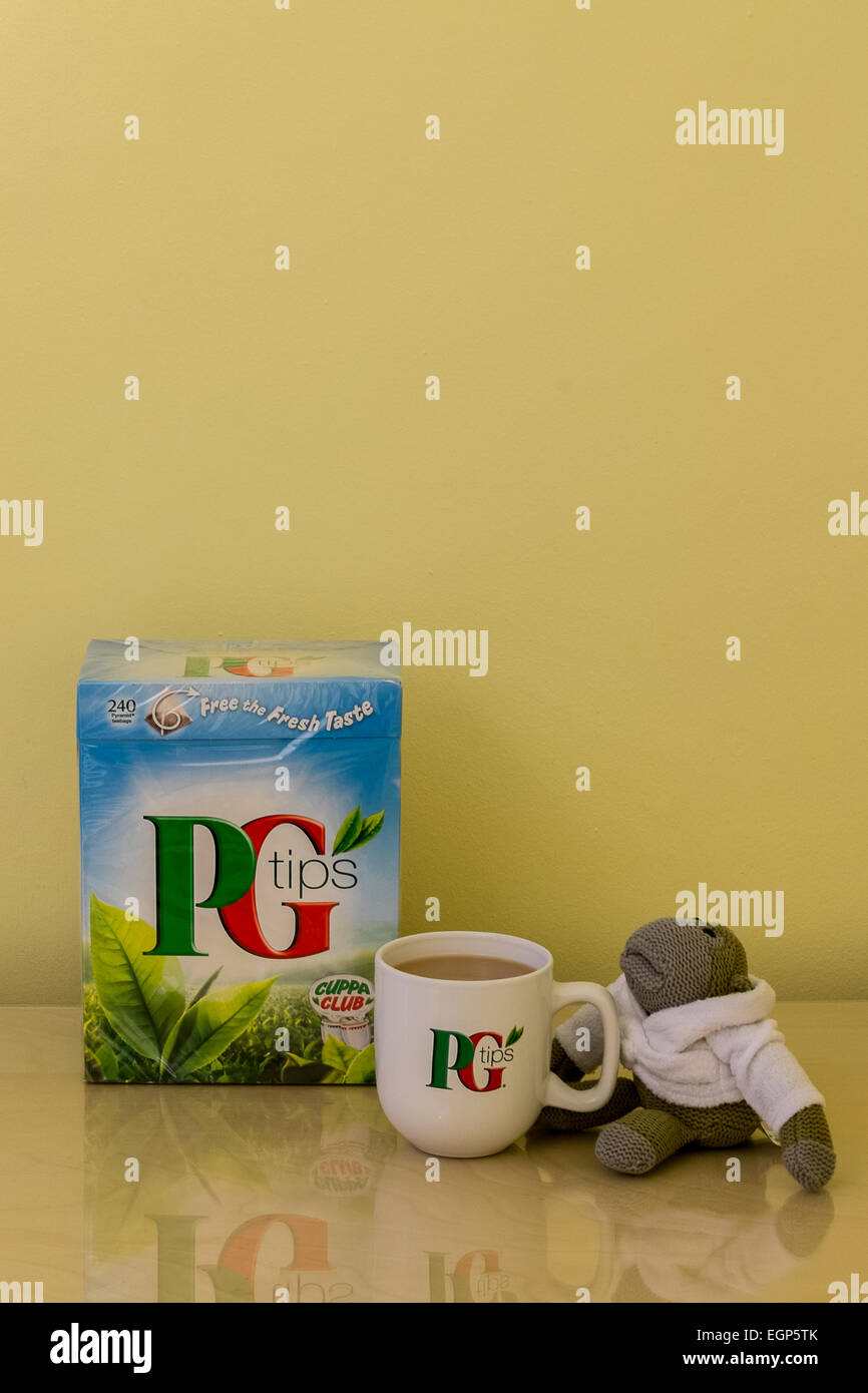 PG Tips tea bags with PG Mug and PG Monkey Stock Photo - Alamy