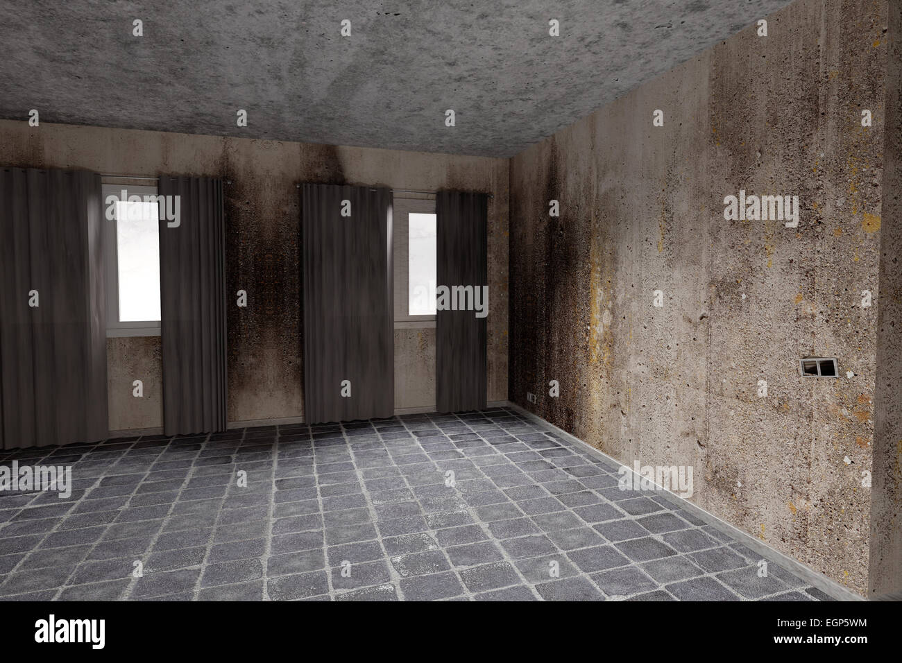 3d rendering of an abandoned and dirty room Stock Photo - Alamy