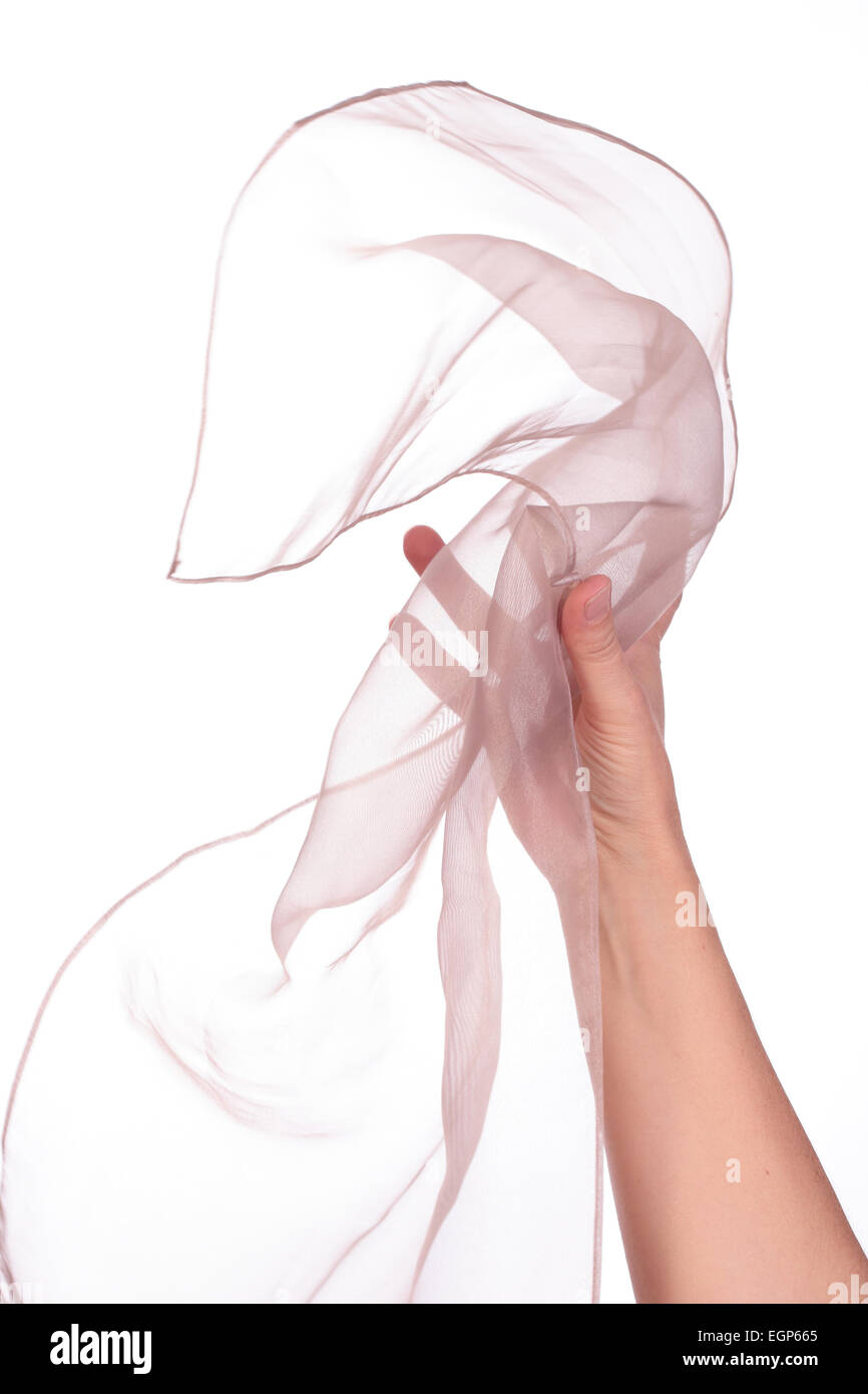 a woman hand and a silk Stock Photo - Alamy