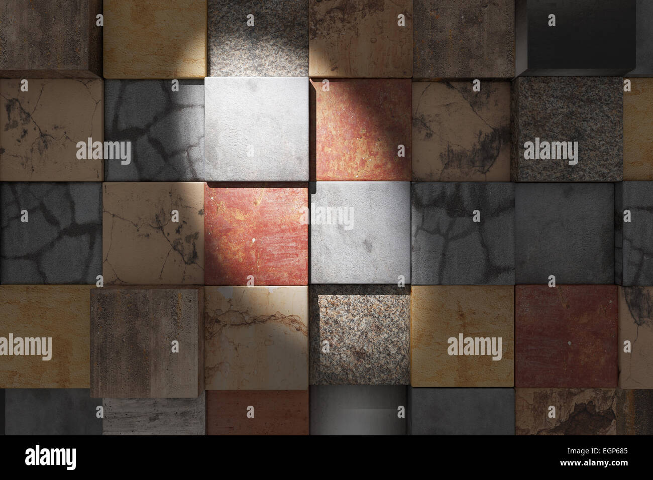3d rendering of a lot of textured stones cubes Stock Photo - Alamy