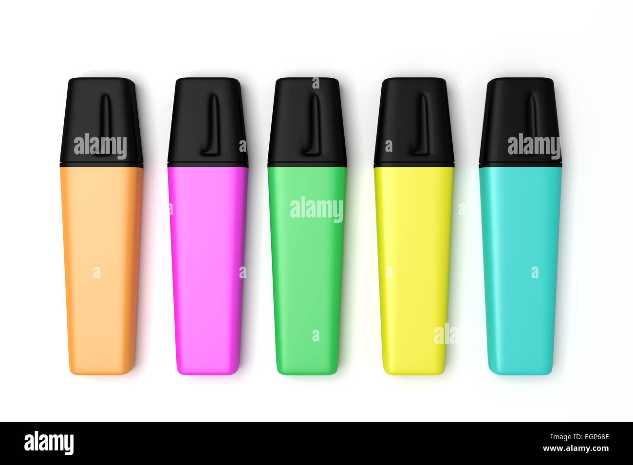 3d rendering of some colored marking pens Stock Photo - Alamy